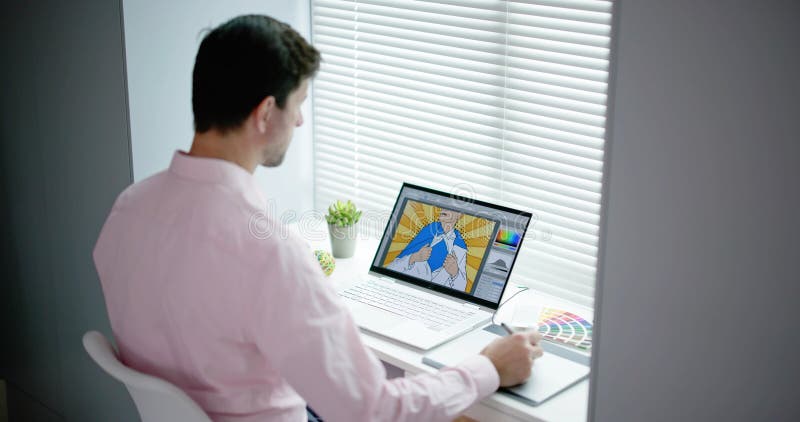 Male Designer Using Graphic Tablet while Working Stock Photo - Image of ...