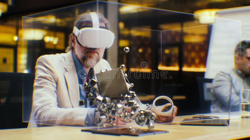 Male Designer in VR Headset Creates Abstract 3D Shape Stock ...