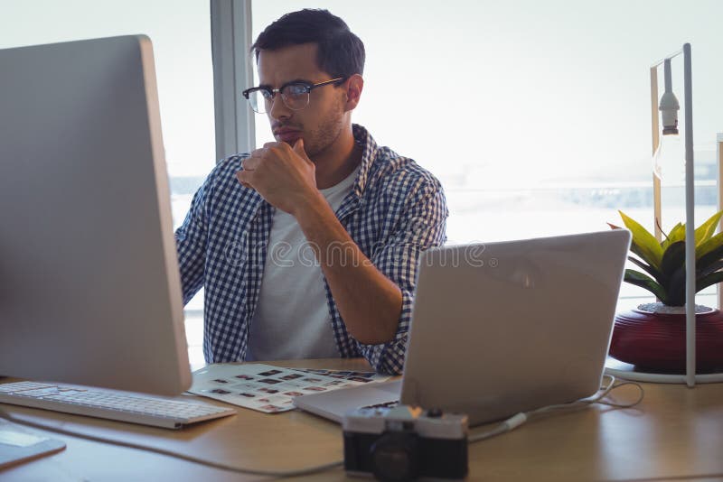 Male Designer Working in Creative Office Stock Photo - Image of laptop ...