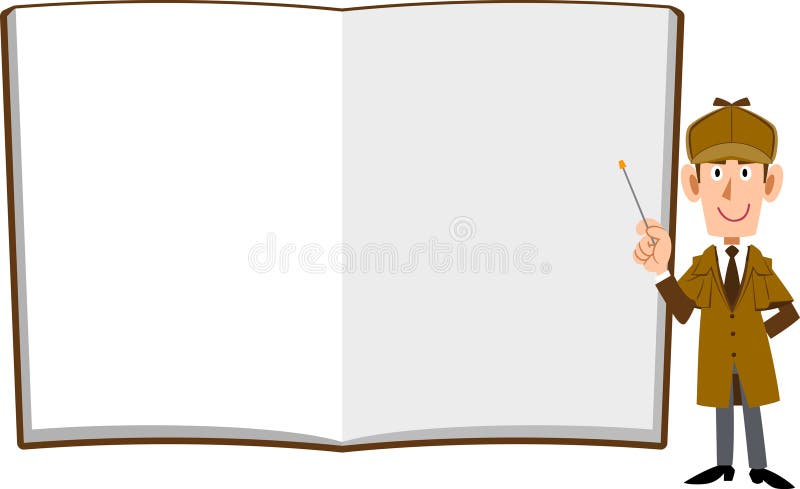 A Male Detective Explaining in Front of a Notebook Stock Illustration ...