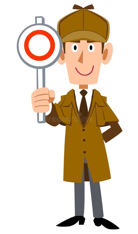 Male Detective Holding Up a Correct Answer Tag Stock Vector ...