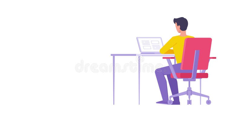 Male Developer User Business Employee Working on Computer Sitting at ...