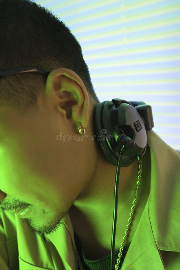 Male DJ with Hand on Record. Stock Photo - Image of equipment, color ...