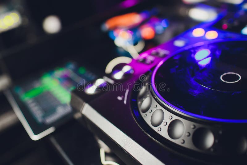 Male DJ Playing Music in Club, Top View. Stock Photo - Image of disco ...