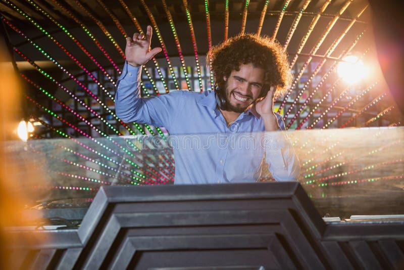 Male DJ playing music stock image. Image of male, music - 78710629
