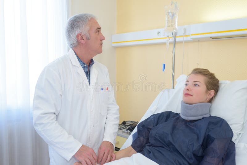 Patient with Cervical Collar in Clinic Stock Photo - Image of injury ...