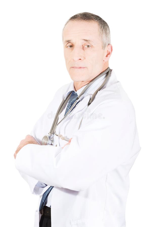 Male Doctor with Folded Arms Stock Photo - Image of doctor, isolated ...