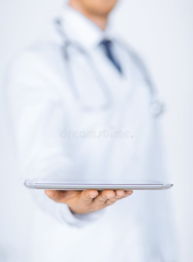 Male Doctor Holding Tablet Pc Stock Photo - Image of human, hand: 32480146