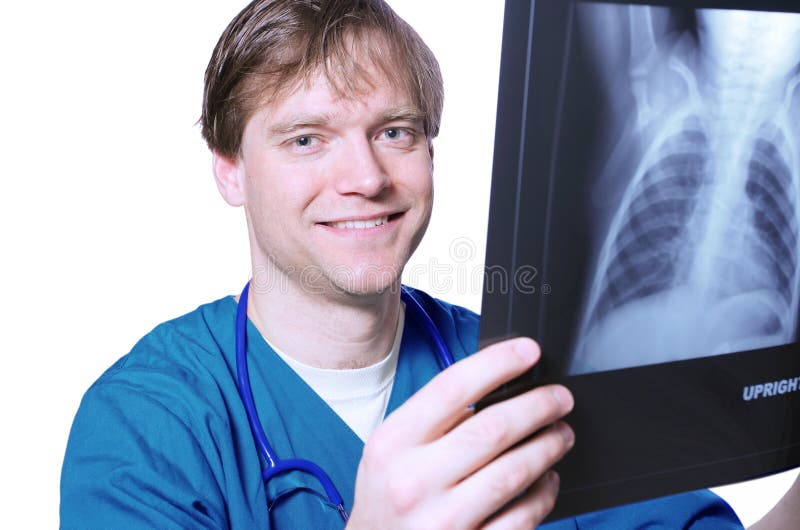 Male Doctor Looking at Xray Stock Photo - Image of happy, skeleton: 4794294