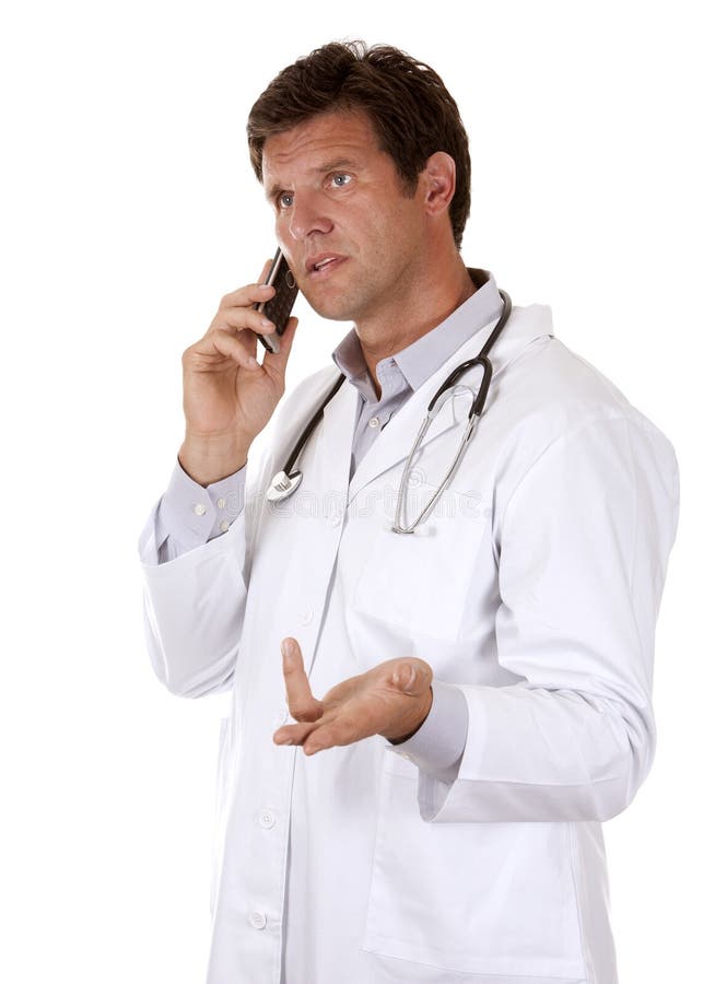 Male doctor on the phone stock photo. Image of isolated - 26533644