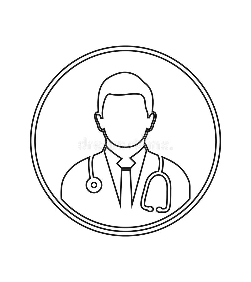 Male Doctor Profile Line Icon. Stock Vector - Illustration of physician ...