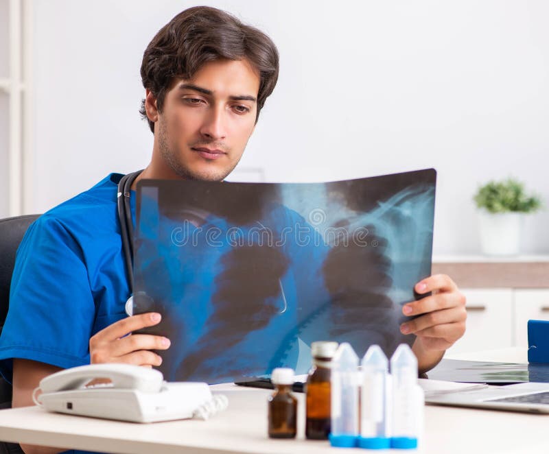 Male Doctor Radiologist with X-ray Can Image Stock Image - Image of ...