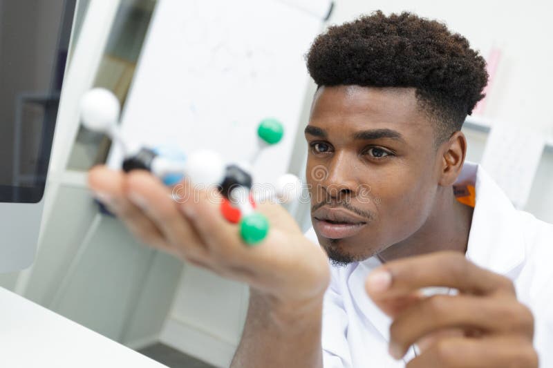 Male Doctor or Scientist Touching Dna Molecule Model Stock Photo ...