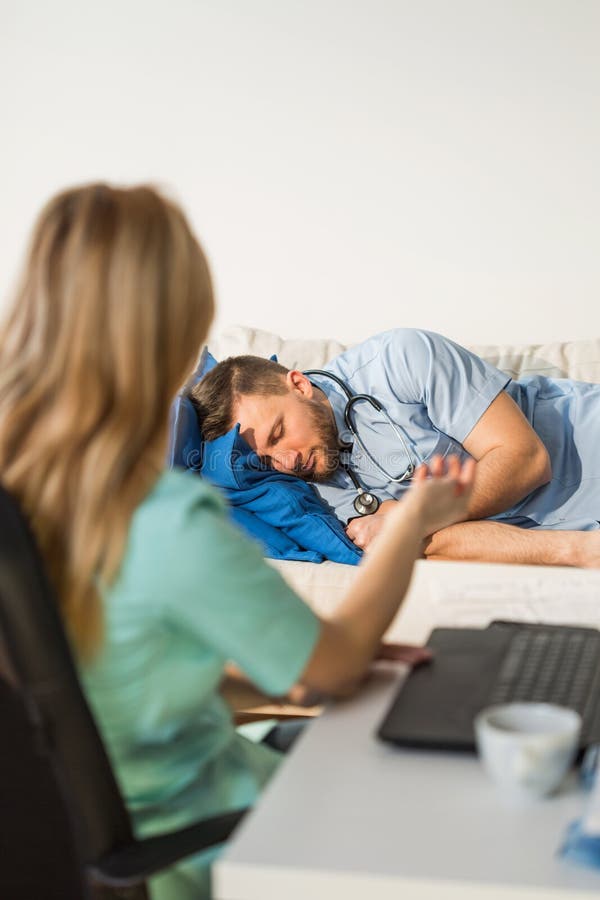 Male Doctor Sleeping at Work Stock Photo - Image of lazy, caucasian ...