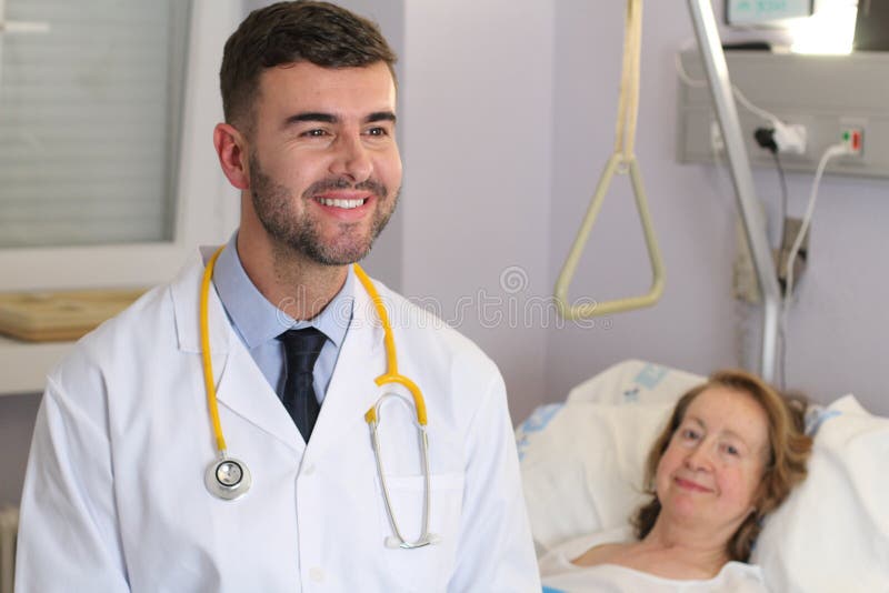 Male Doctor Smiling at Work Stock Image - Image of sickness, nurse ...