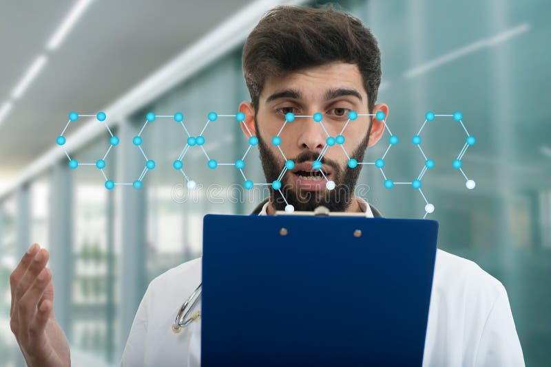 Male Doctor Standing with Folder, with Shocked Expression in Hospital ...