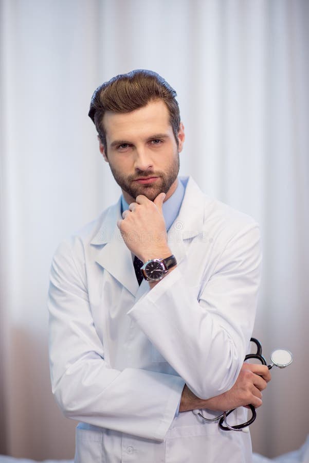 Male Doctor with Stethoscope Stock Photo - Image of profession, people ...