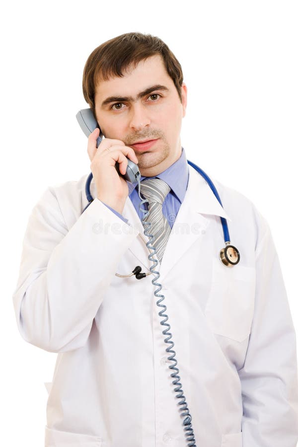 Male Doctor Talking On The Phone Stock Image - Image of background ...