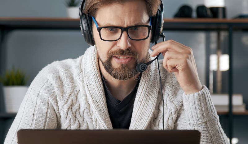 Male doing distance work stock photo. Image of client - 179966910