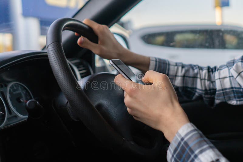 The Male Driver in the Vehicle Using the Smartphone, Accident on the ...