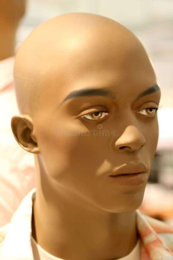 Male Dummy with No Hair and Makeup on Shopping Display Stock Photo ...
