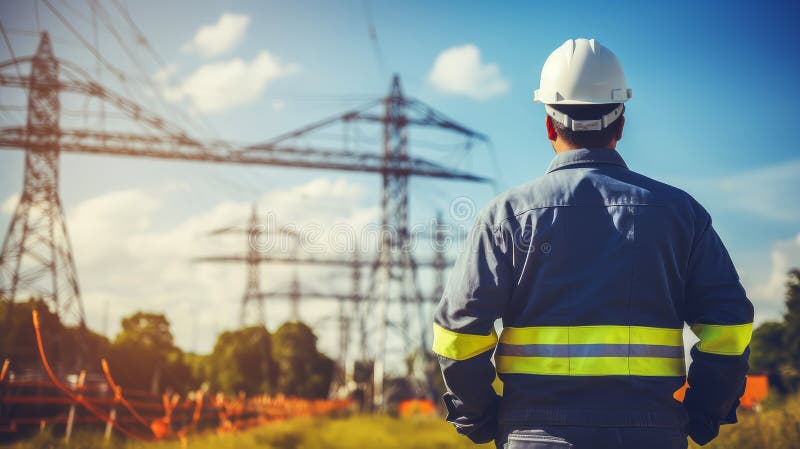 Electrician Engineers High Voltage Line Stock Photo - Image of install ...