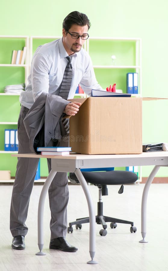 Male Employee Collecting His Stuff after Redundancy Stock Photo - Image ...