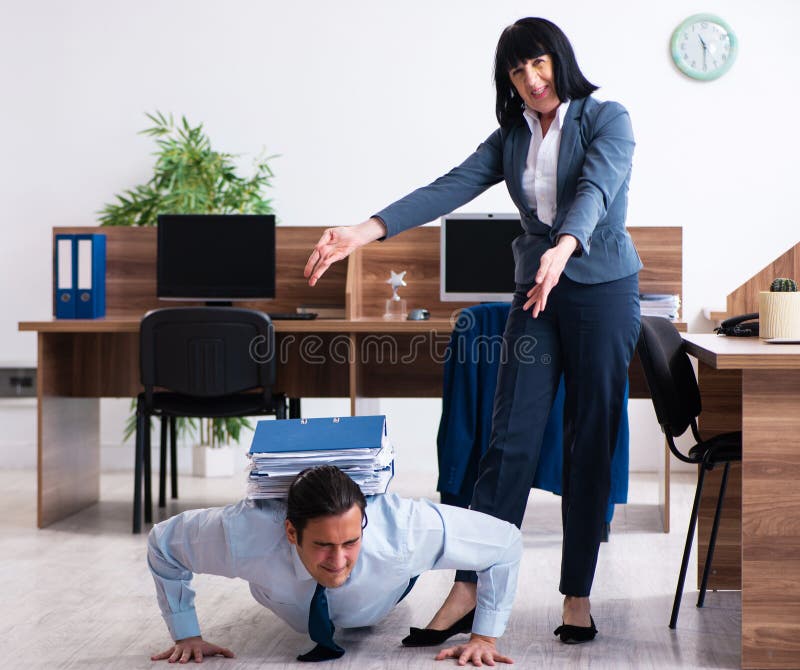Male Employee Doing Sport Exercises in the Office Stock Image - Image ...