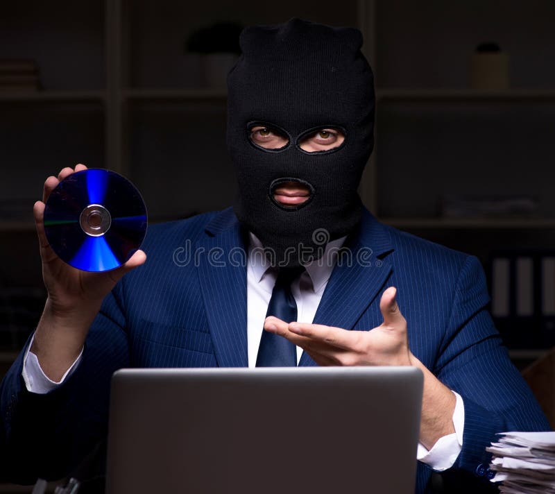 Male Employee Stealing Information in the Office Night Time Stock Image ...