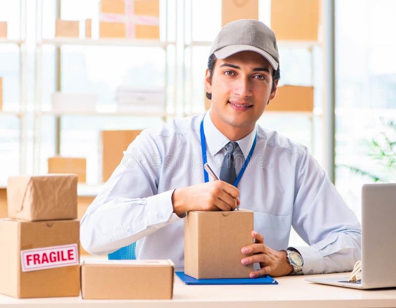 Male Employee Working in Box Delivery Relocation Service Stock Image ...
