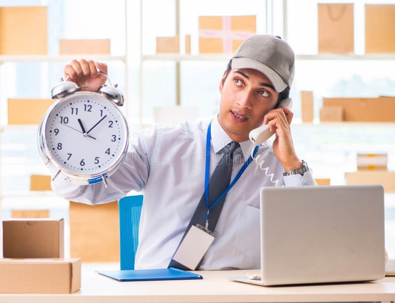 Male Employee Working in Box Delivery Relocation Service Stock Photo ...
