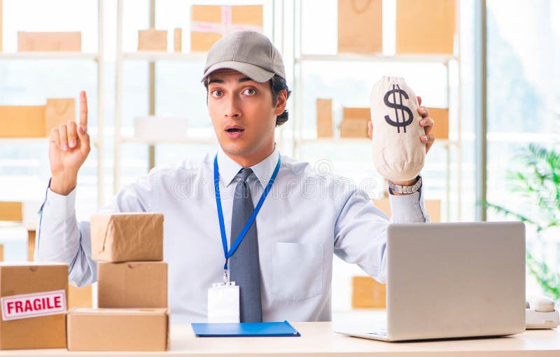 Male Employee Working in Box Delivery Relocation Service Stock Image ...