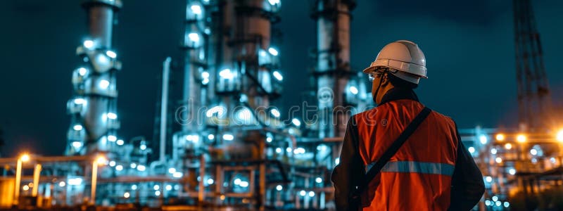 A Male Energy Engineer in a Suit at a Power Plant. Selective Focus ...