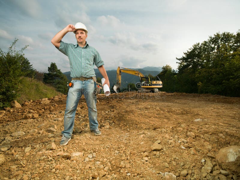 Male Engineer on Construction Site Stock Image - Image of foreman ...