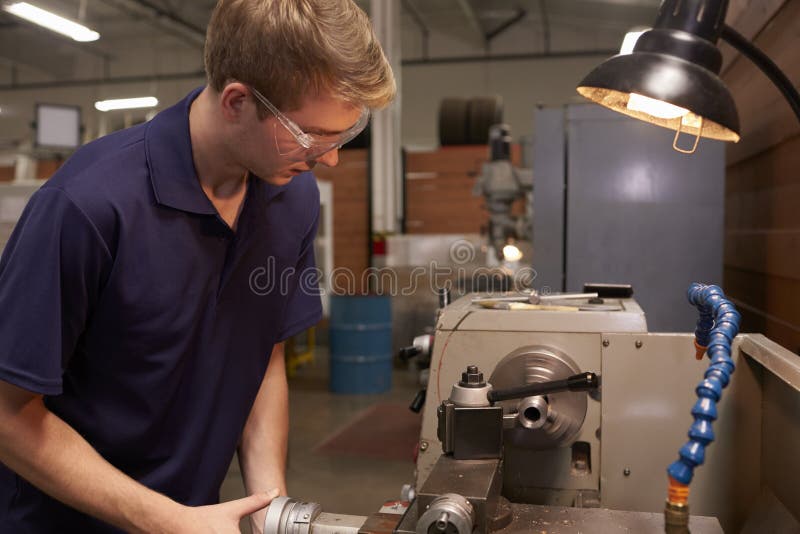 Male Engineer in Factory Using Milling Machine Stock Image - Image of ...