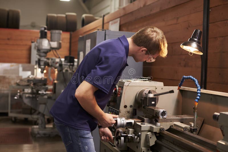 Male Engineer in Factory Using Milling Machine Stock Image - Image of ...