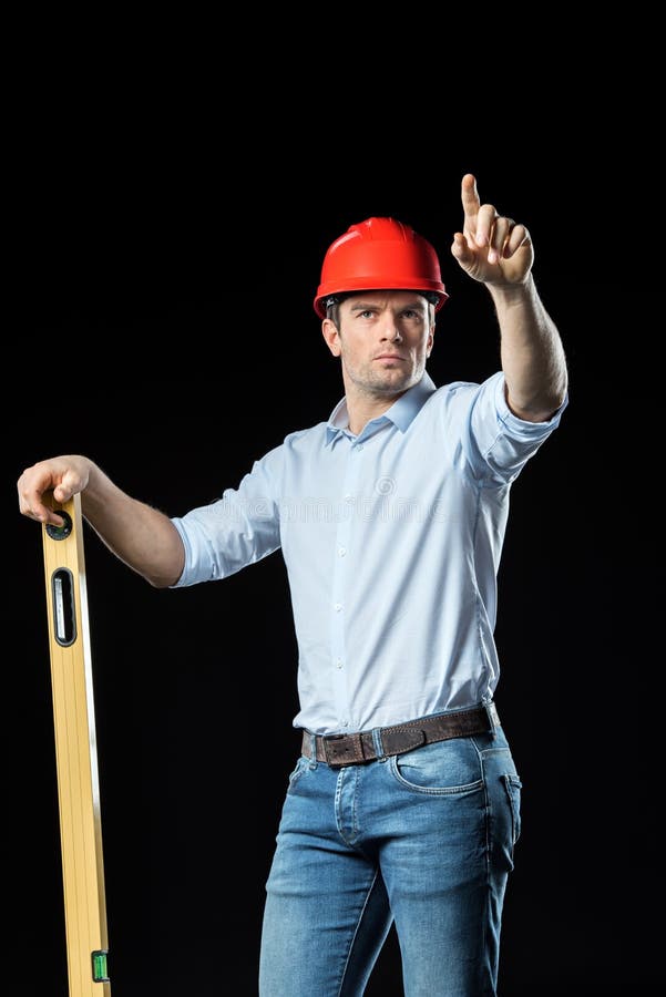 Male engineer in hard hat stock photo. Image of business - 125619272