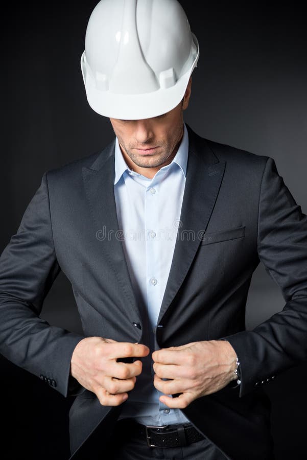 Male engineer in helmet stock image. Image of industry - 91782705