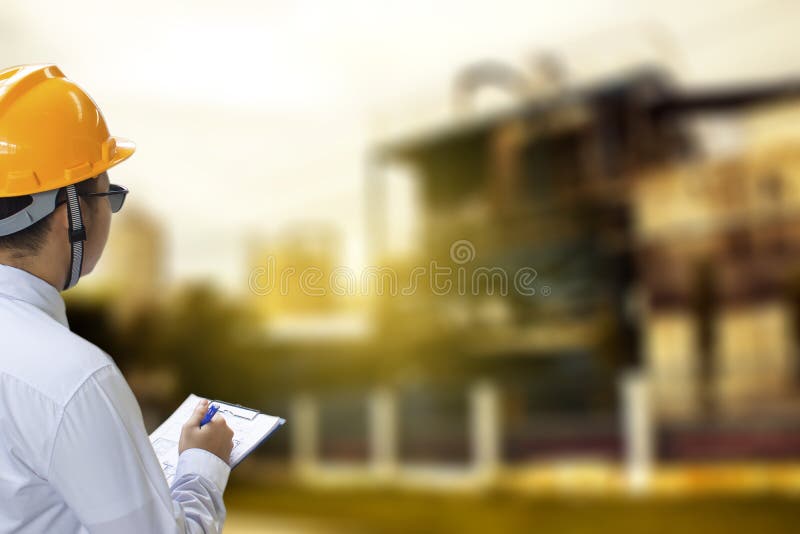 Male Engineer Inspection Checking on Industrial Background Stock Photo ...