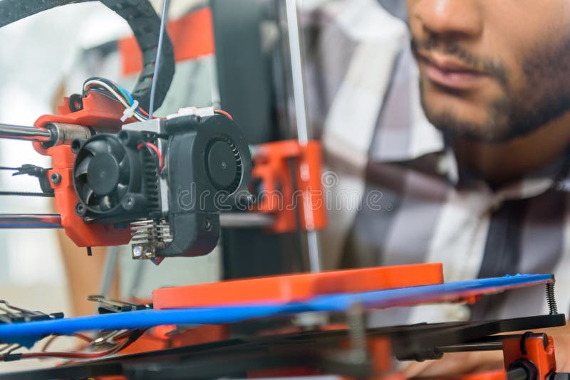 Male Engineer is Interested in 3d Printing Stock Photo - Image of ...
