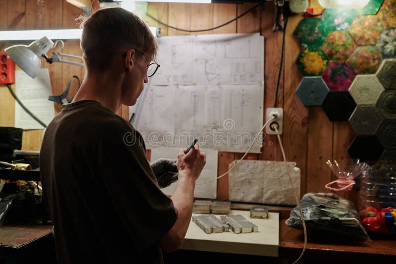 Checking Detail Dimensions by Workplace Stock Photo - Image of factory ...