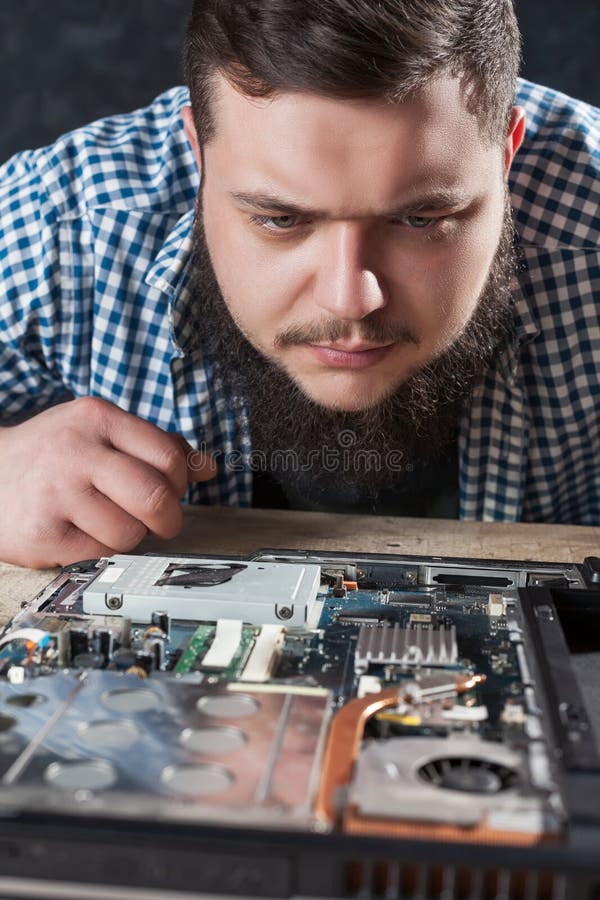 Male Engineer Repair Pc Motherboard Stock Photo - Image of component ...