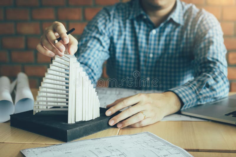 Male Engineer Using Catch Modern Model in His Office. Stock Photo ...