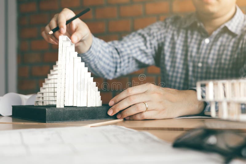 Male Engineer Using Catch Modern Model in His Office. Testing Ha Stock ...