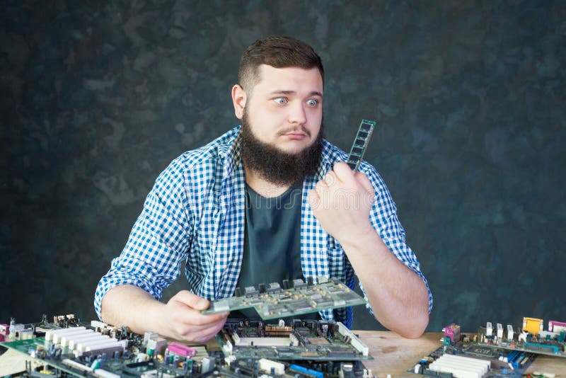 Male Computer Engineer Fixing Problem with Laptop Stock Image - Image ...