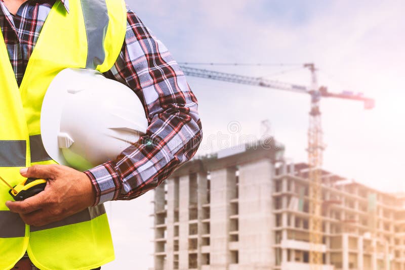 Engineer is Working at a Construction Site. Stock Image - Image of ...