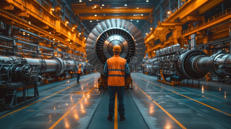 Male Engineer Working Factory Interior Stock Illustration ...