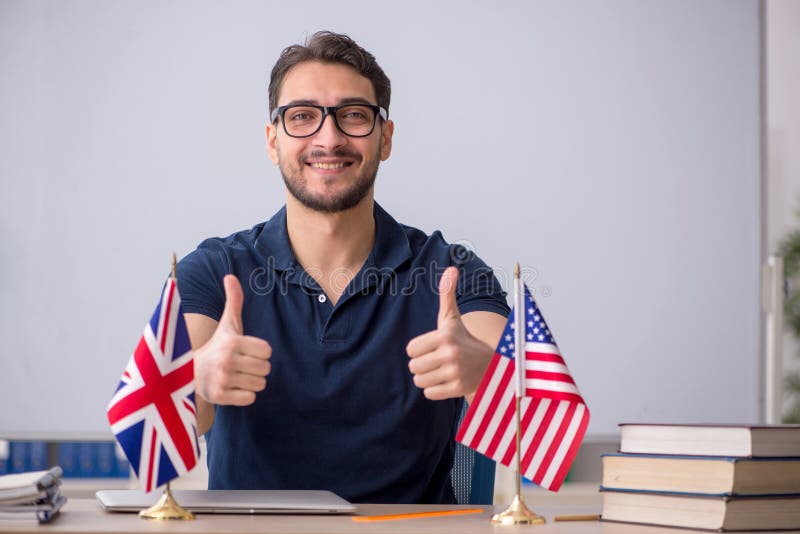Male English Language Teacher in Front of White Board Stock Photo ...