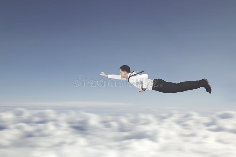 Male Entrepreneur Flying with a Superhero Pose Stock Image - Image of ...