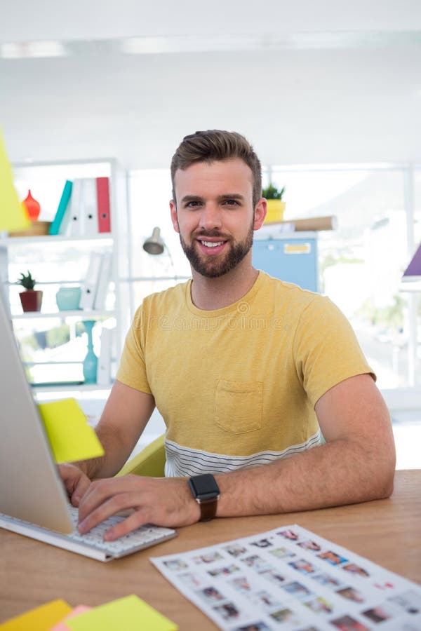 Male Executive Working on Computer Stock Image - Image of connection ...